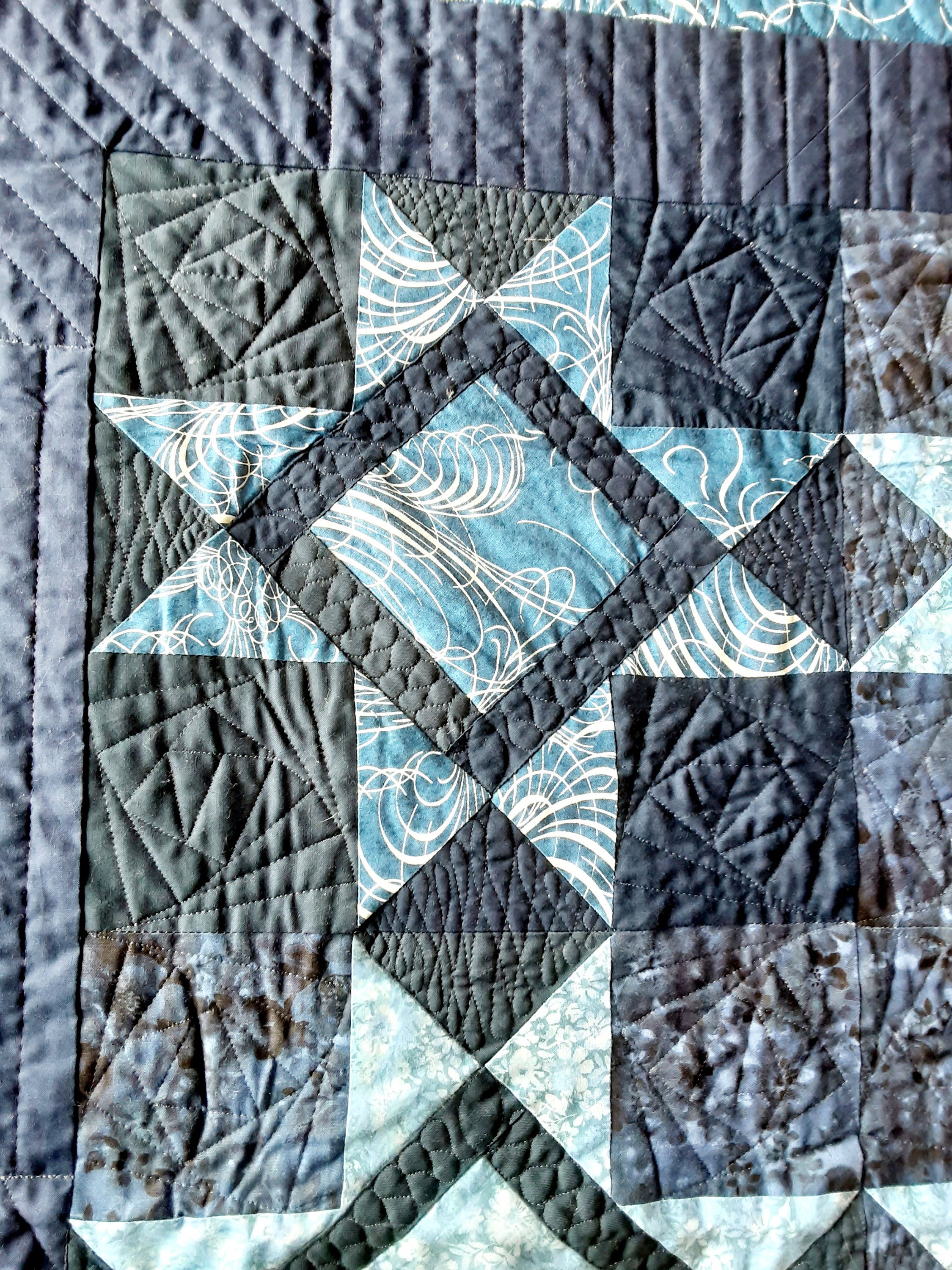 Handmade Blue Star Quilt Which Measures Approximately 72 by 49 Inches ...