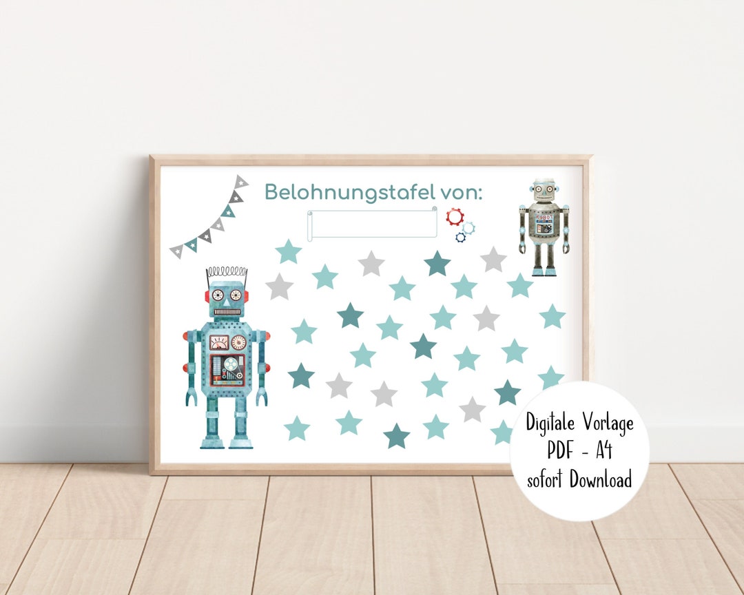 Reward Board Robot Digital Download Reward Kids Reward System Robot Boy ...