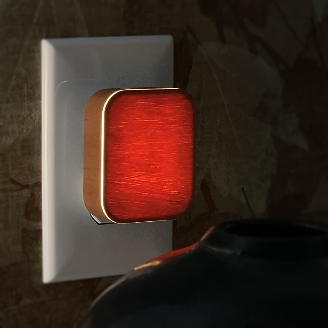 Mahogany Plug in Automatic Dimming Wood Night Light, Eco Friendly ...