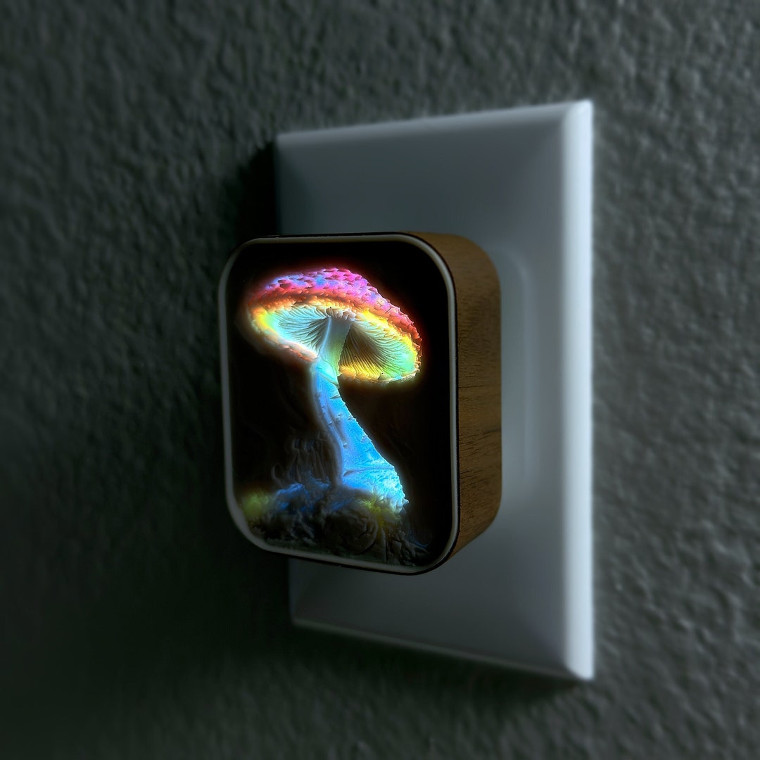 Mushroom V2 Wooden Night Light, Psychedelic Mushroom Lithophane Lamp ...
