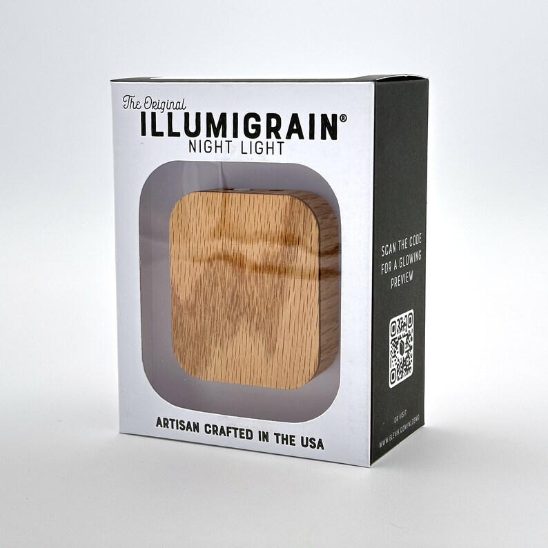 Red Oak Wood Night Light Plug in Automatic Dimming, Eco Friendly Wooden ...