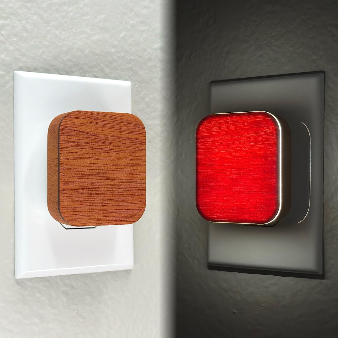 Mahogany Plug in Automatic Dimming Wood Night Light, Eco Friendly ...