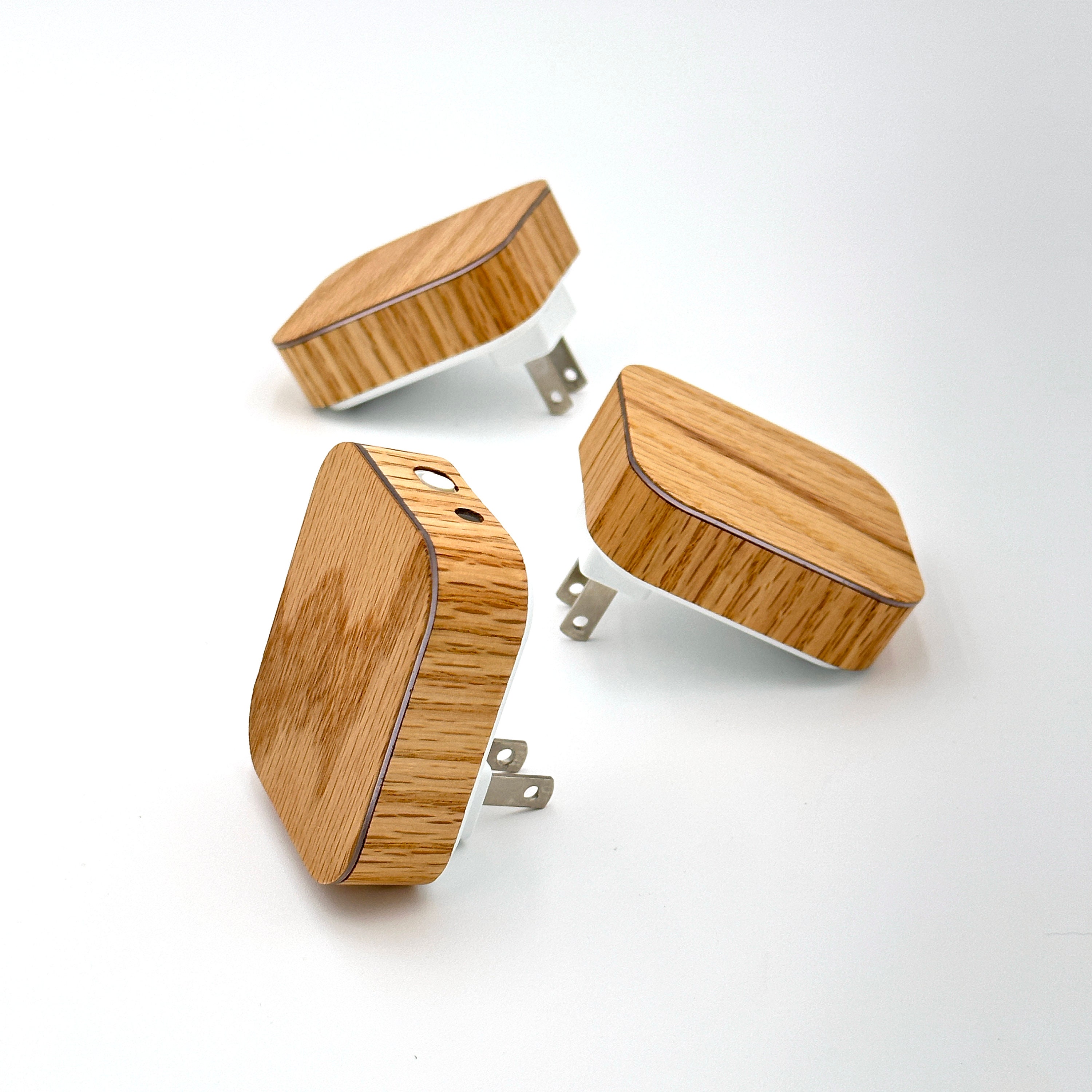 Red Oak Wood Night Light Plug in Automatic Dimming, Eco Friendly Wooden ...