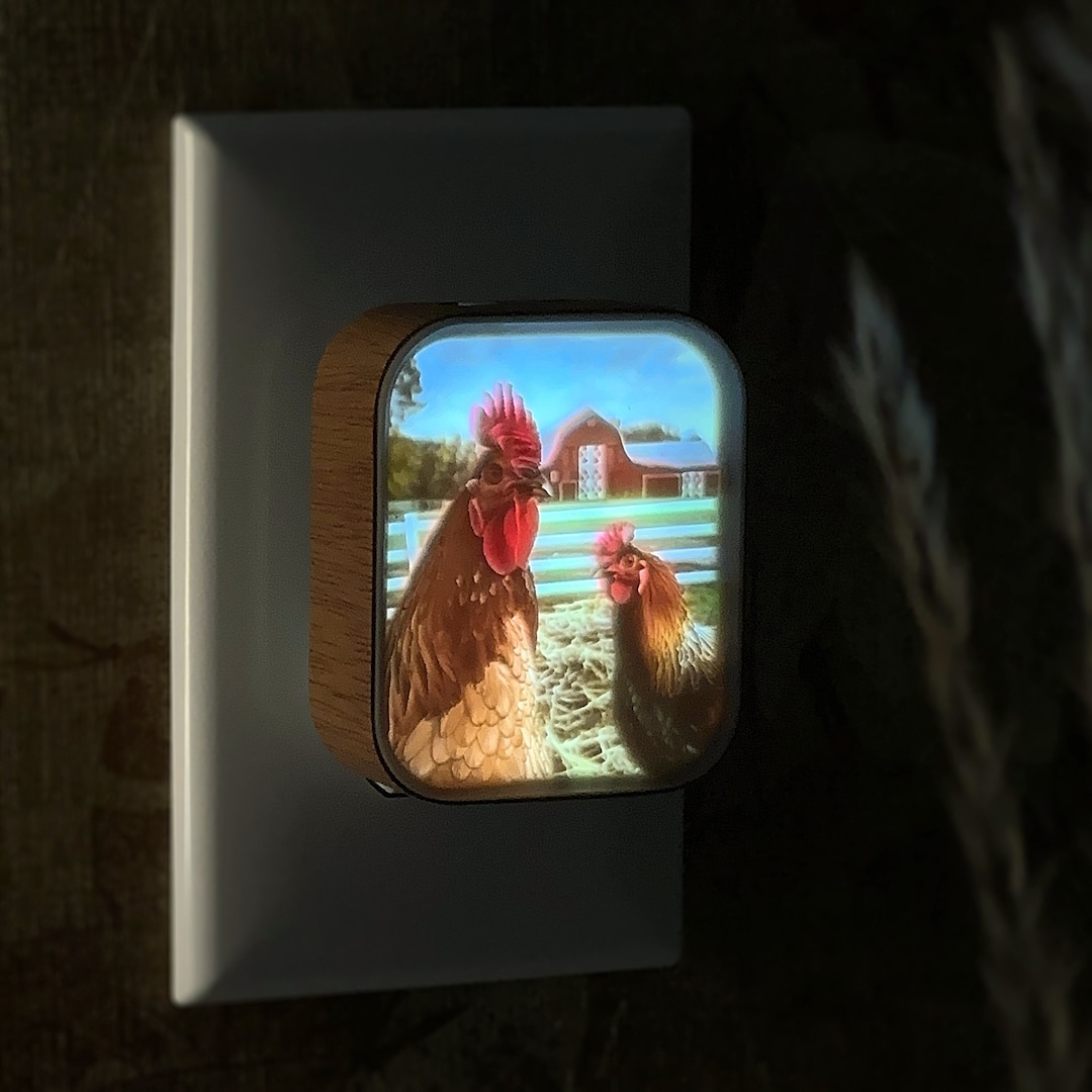 Chicken Farm Night Light, Rooster Hen Wooden Night Light, Farmhouse ...