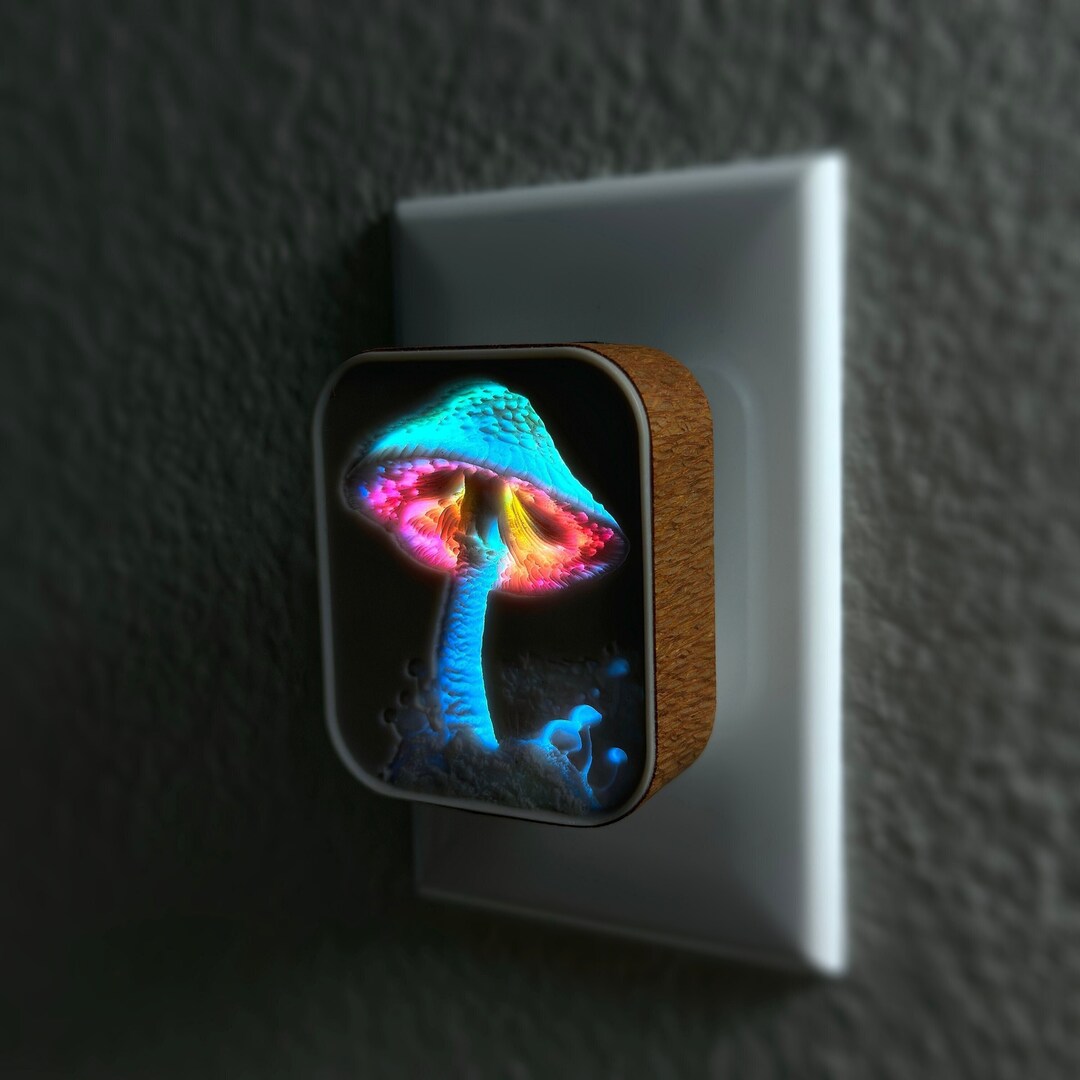 Mushroom Night Light: Psychedelic 3D Resin Wood LED Lamp - Etsy