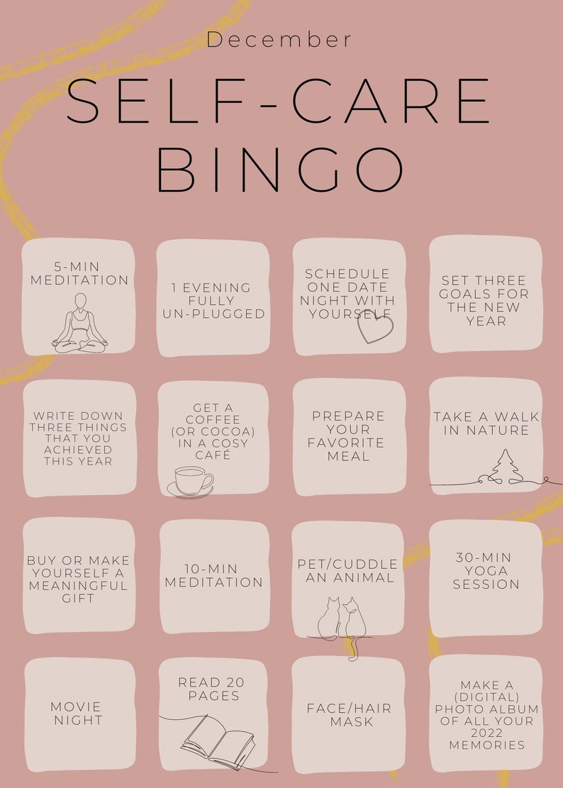 Self Care Bingo Card December | Printable Digital Download | Mental ...