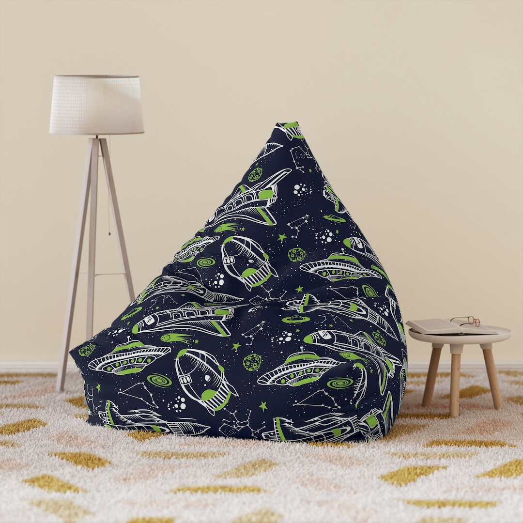 Space Spaceship Planets and Stars Bean Bag Kids Bean Bag Chair Cover ...