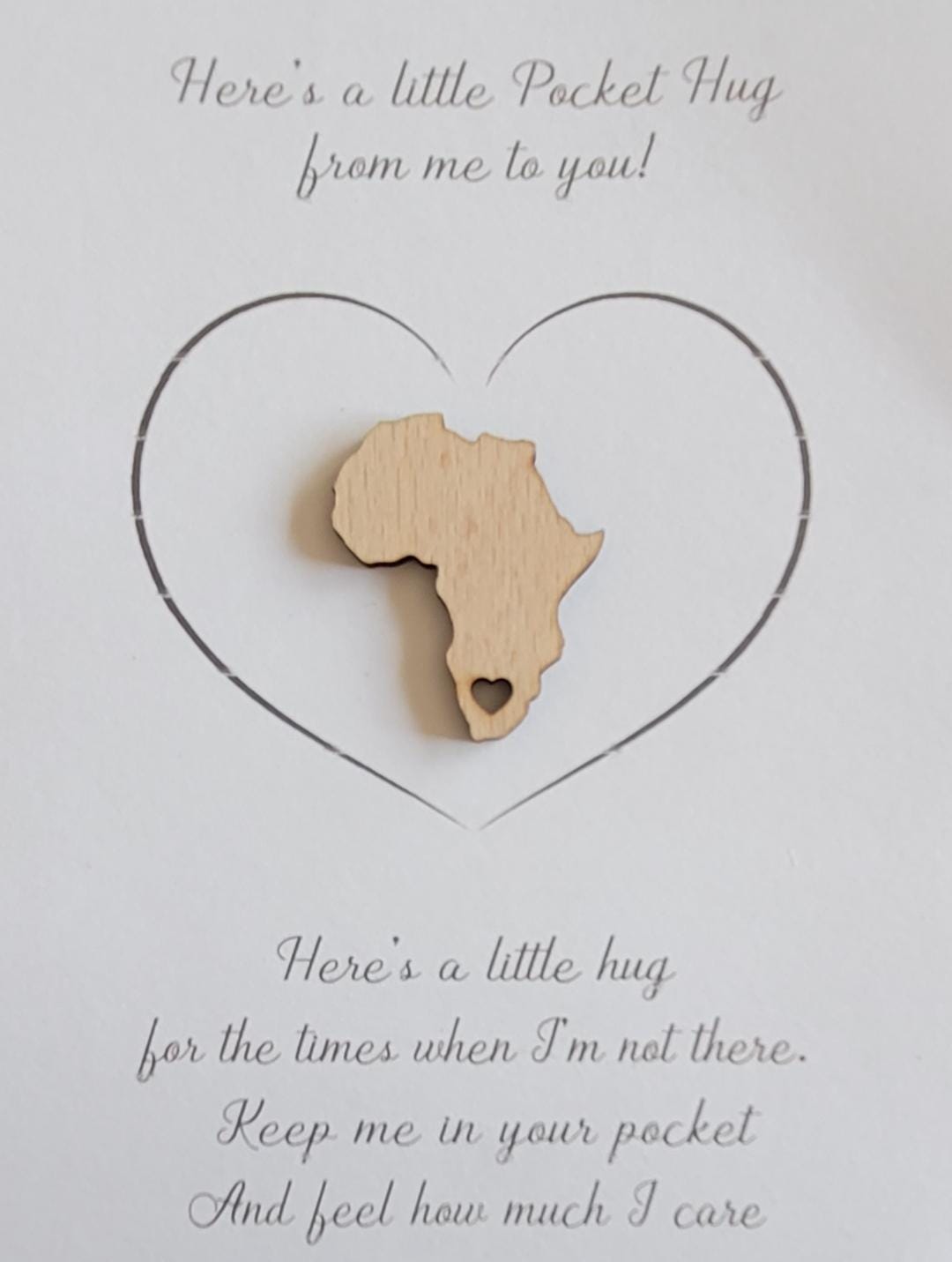 Hug in Your Pocket Africa Map With Heart Cut Out Ornament Gift Tag ...