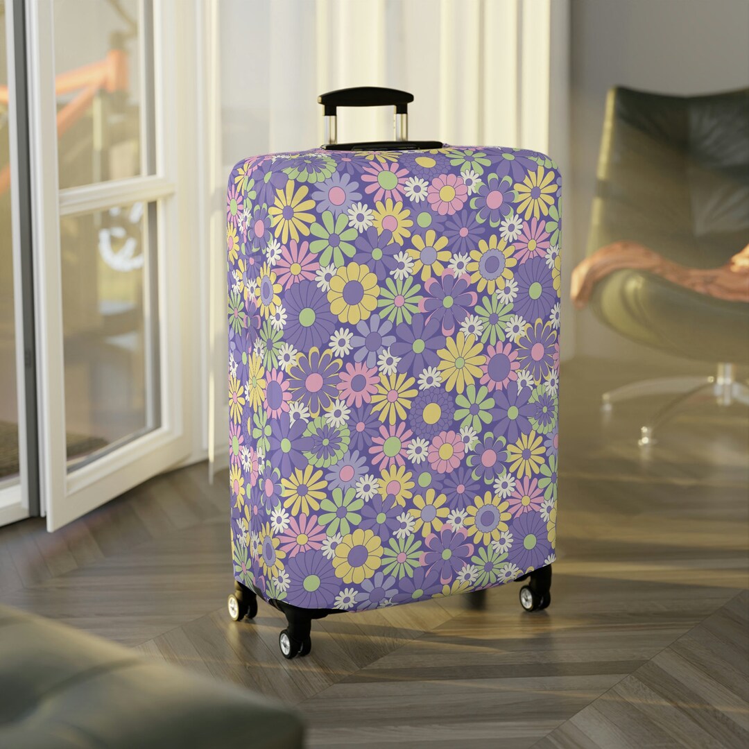 Kids Pink Yellow Purple Daisys Suitcase Cover Designed Luggage Cover ...
