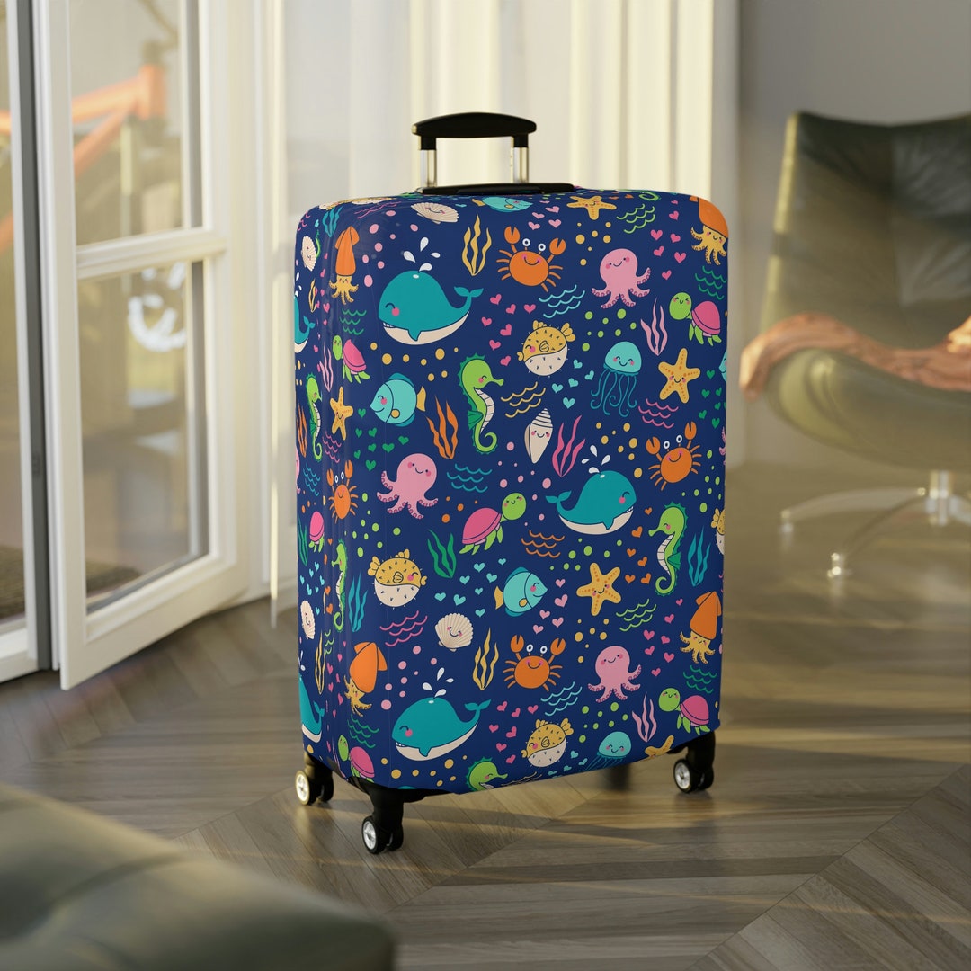 Kids Underwater Ocean Whale Seahorse Suitcase Cover Designed Luggage ...