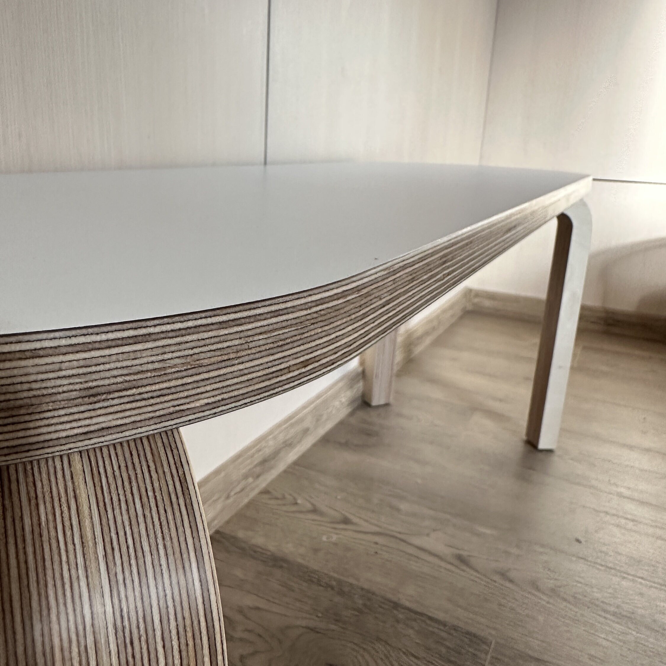 Scandinavian Plywood Bench, Oval Bench Contemporary Table CUSTOMISABLE ...