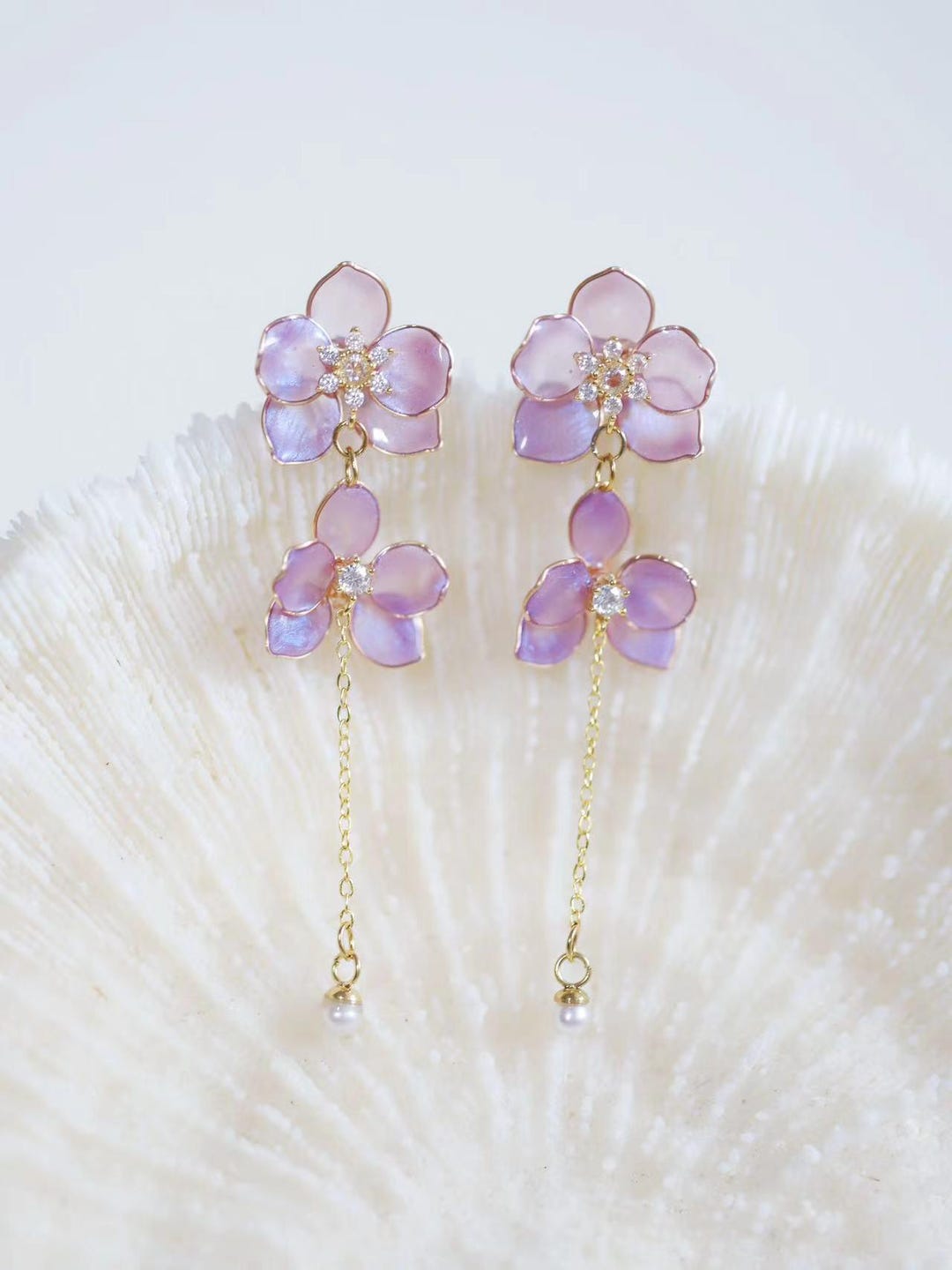 Handmade Creative Earring Orchid Earrings Flower Pearl Earring Gift for ...