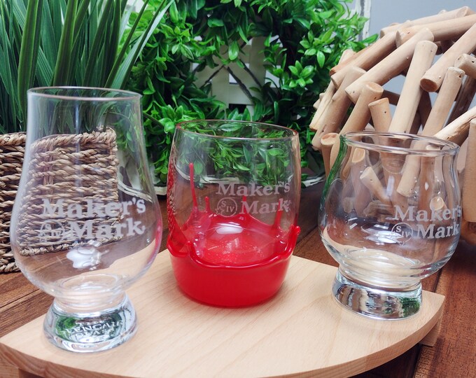 Makers Mark Bourbon Round Rocks Glasses Red wax Set of 2 - Etsy
