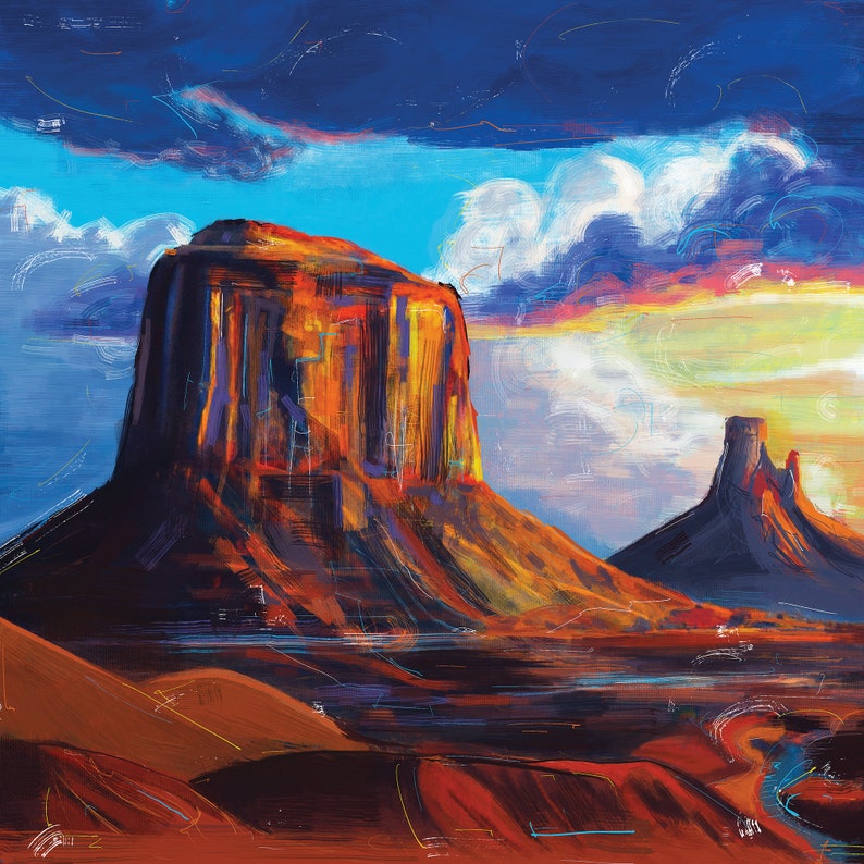 Monument Valley Landscape Painting Downloadable Print - Etsy