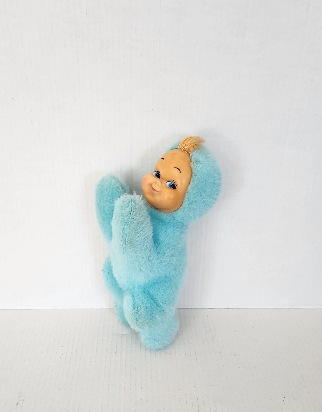 Vintage Kitschy Mid Century Blue Plush Rubber Faced Blue Crawling Baby ...