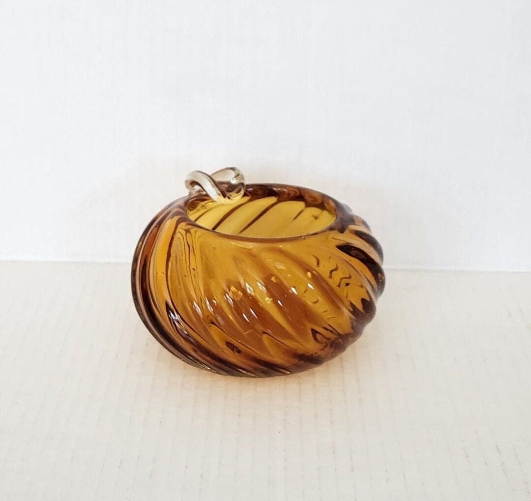 Vintage Amber Swirled Glass Sphere Ashtray Bowl - Etsy