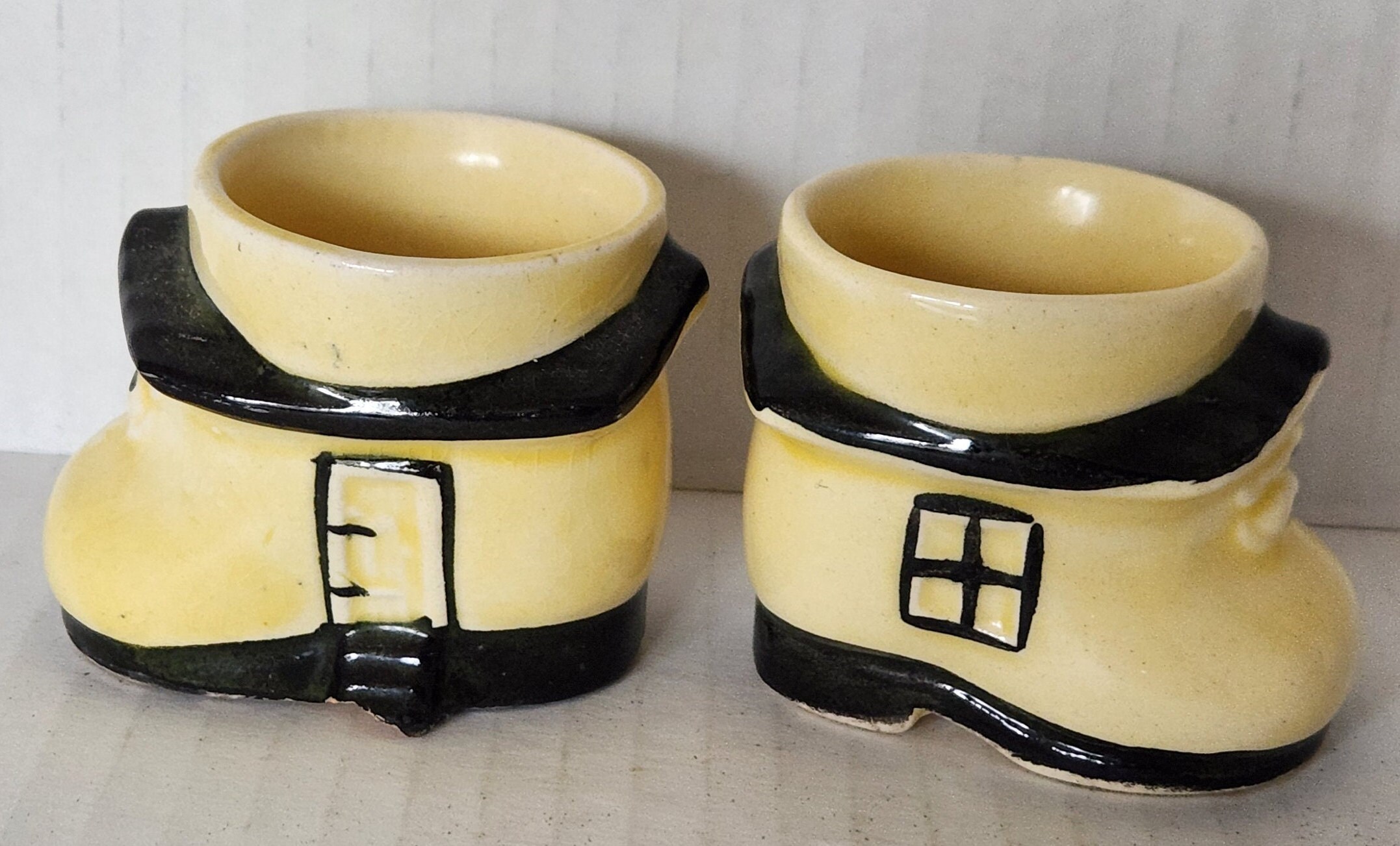Vintage Longton England Royal Pottery Old Lady in the Shoe Egg Cup Set ...