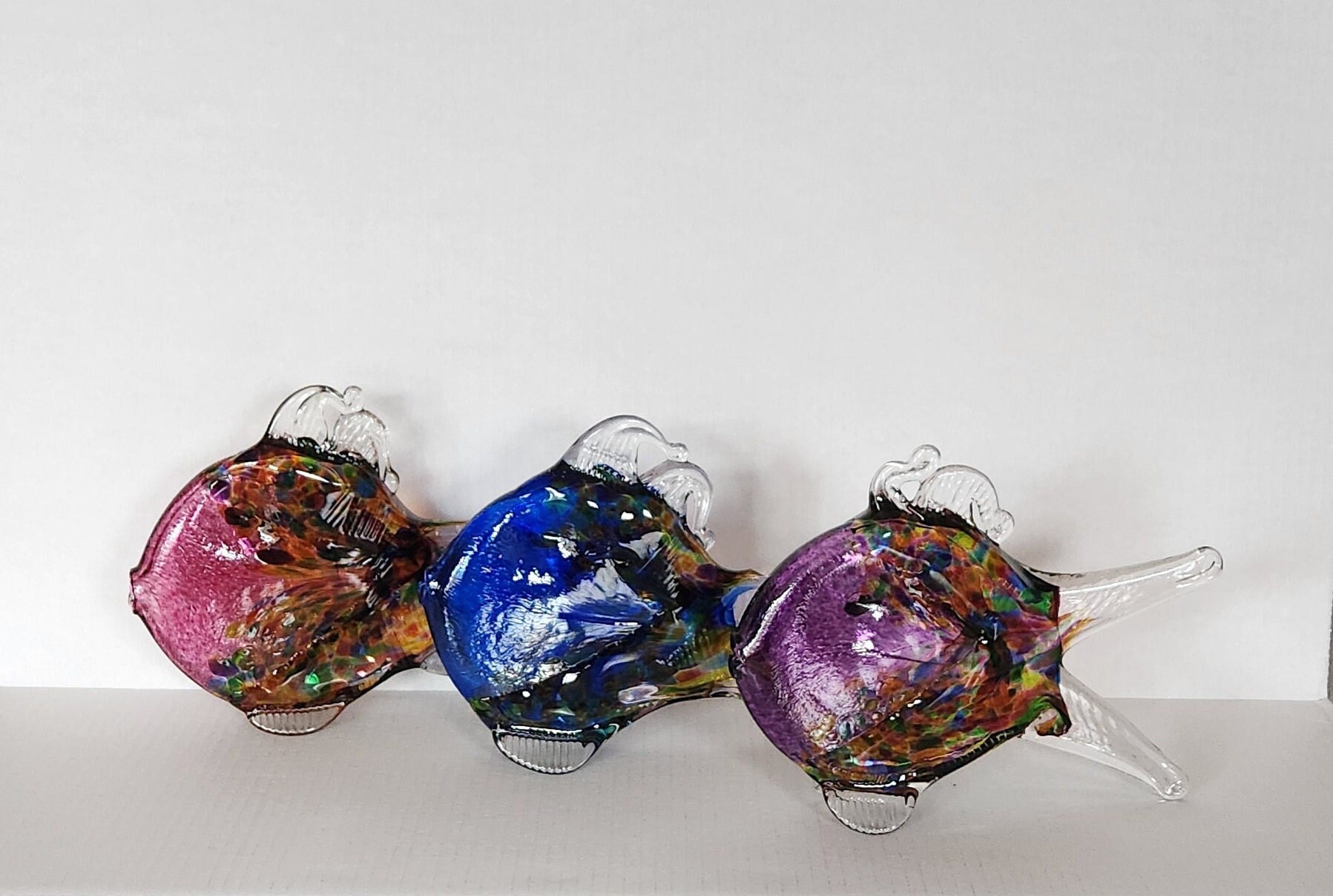 Vintage Multicoloured Murano Style Glass Fish - Etsy