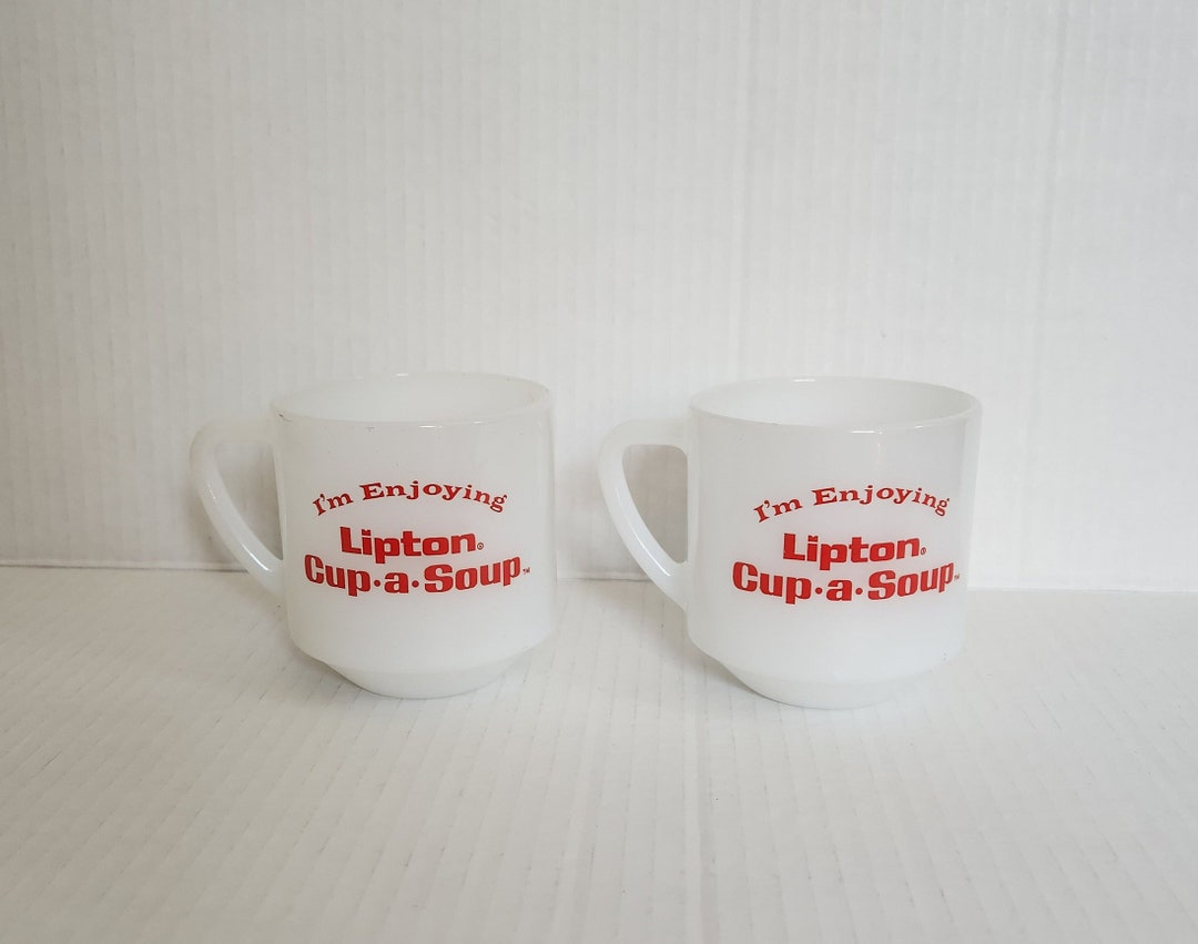 Vintage Federal Milk Glass Lipton Cup-a-soup Mugs, Set of 2 - Etsy