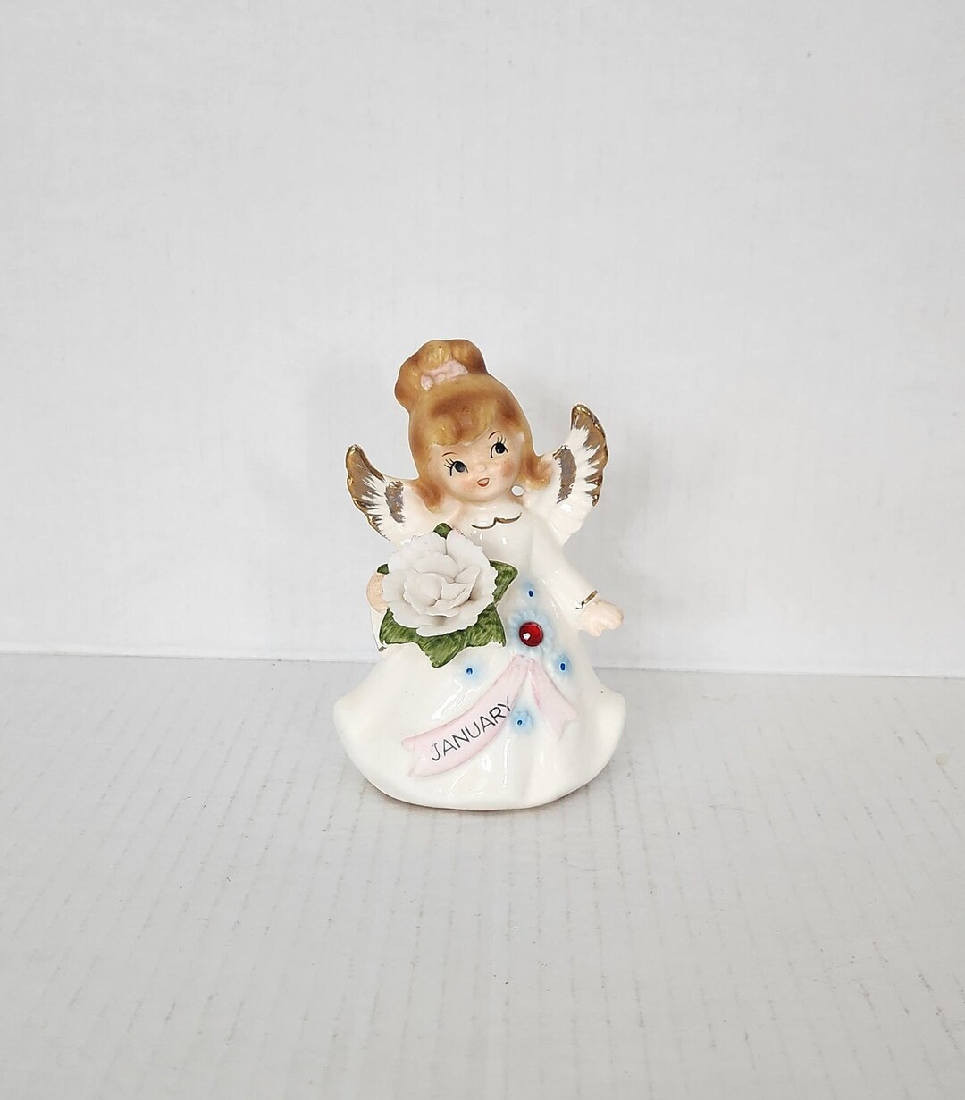 Vintage Lefton January Birthday Angel Carnation Birth Flower Garnet ...