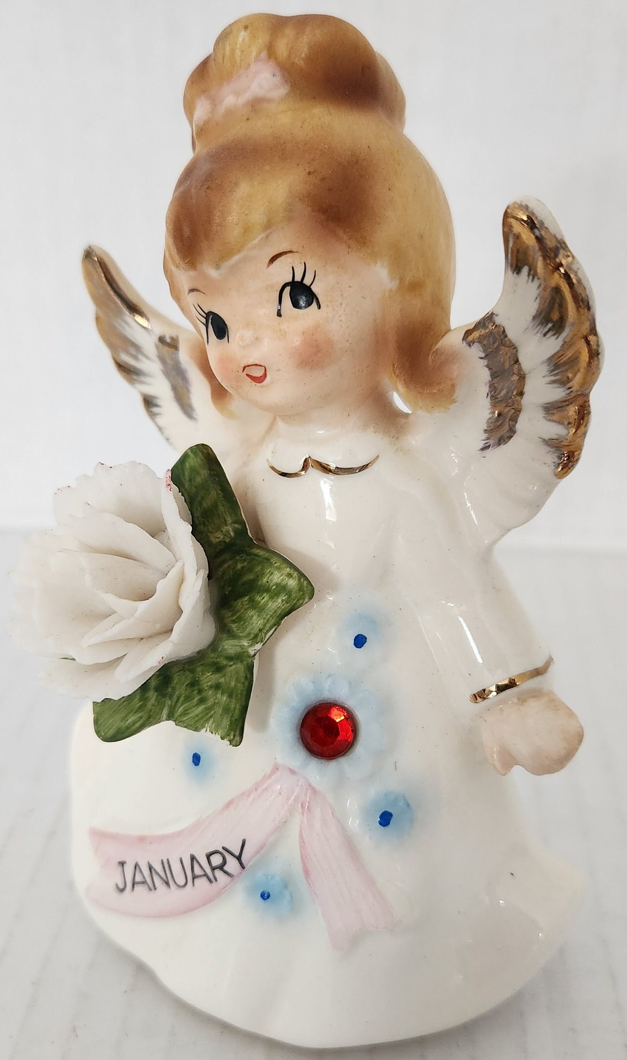 Vintage Lefton January Birthday Angel Carnation Birth Flower Garnet ...