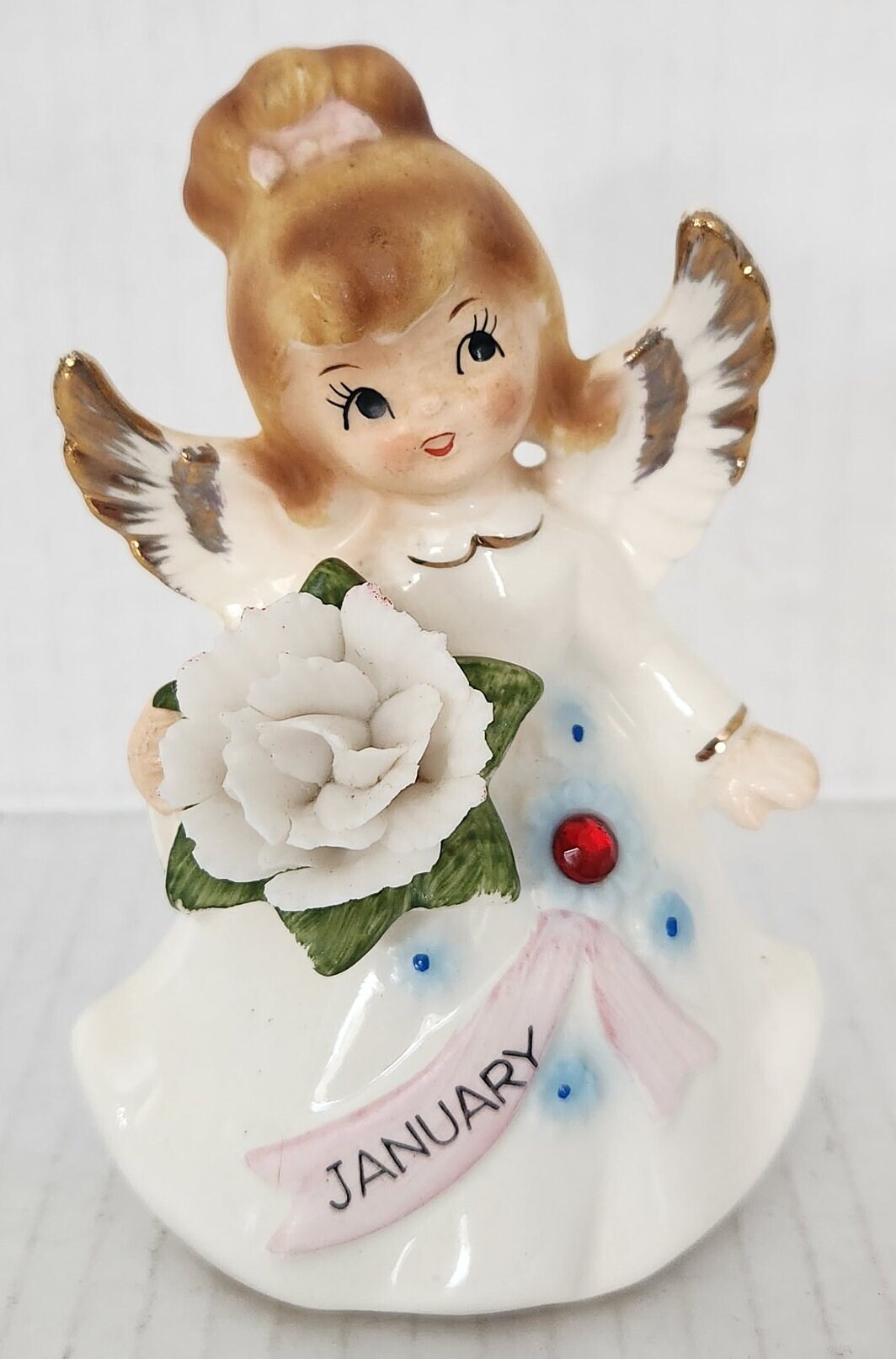 Vintage Lefton January Birthday Angel Carnation Birth Flower Garnet ...