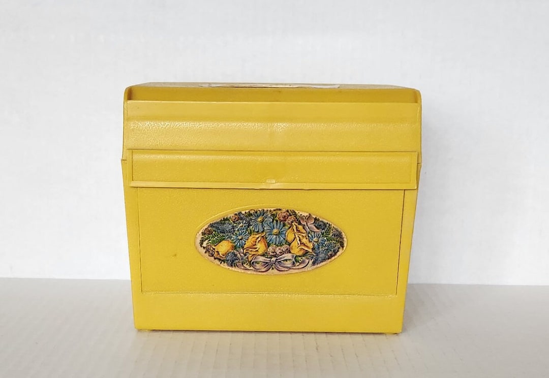 Vintage 1970s Yellow Plastic Recipe Box Storage Container - Etsy
