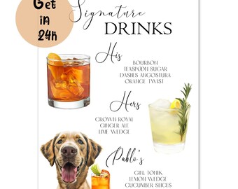 Custom Pet Signature Drink Sign Signature Drink Names for Weddings Pet ...