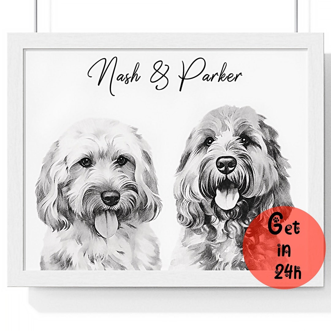 Custom Pet Drawing Dog Sketch From Photo Multiple Pet Art From Photo ...