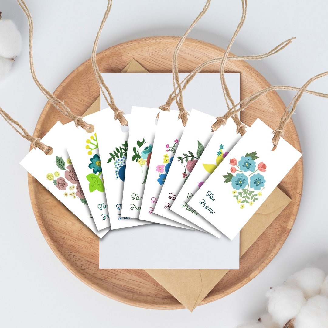 Assorted Floral Gift Tag Set 8 Flower Tags Digital Download Pretty ...