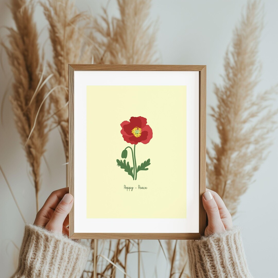 Poppy August Birth Flower Art Print | Custom Flowery Illustration ...