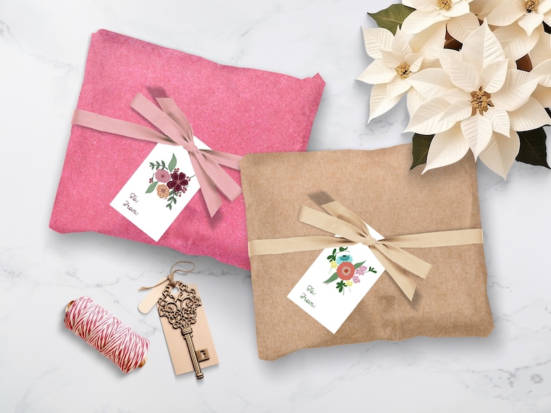 Assorted Floral Gift Tag Set 8 Flower Tags Digital Download Pretty ...