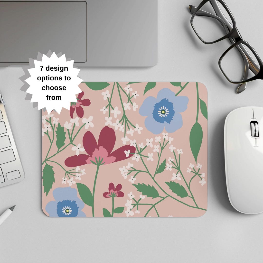 Floral Mouse Pad Hand-drawn Design Desk Mat Flower Office Accessory ...
