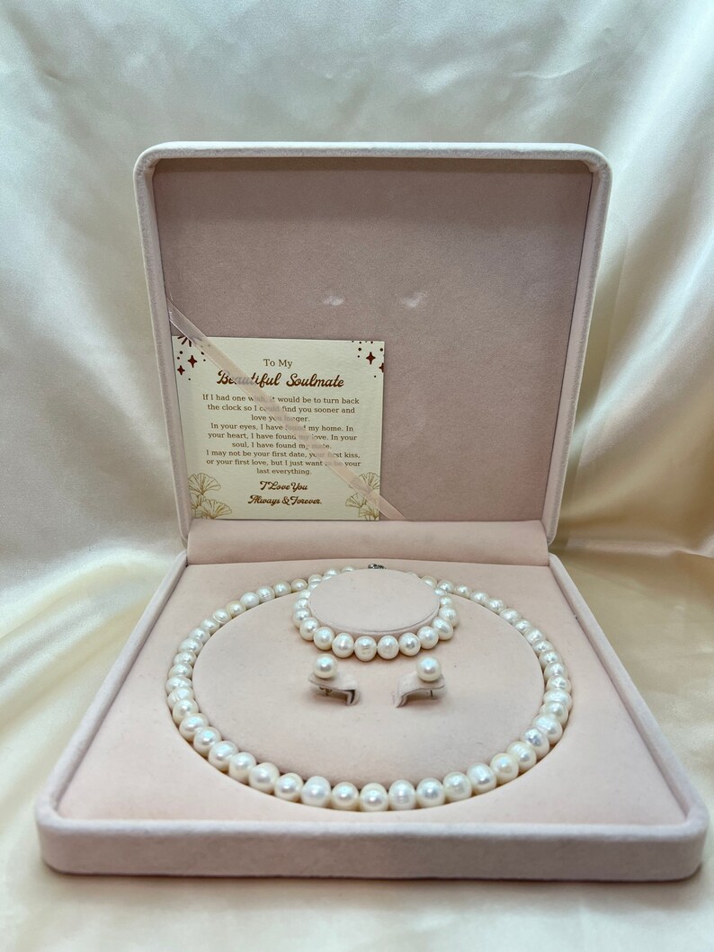 Freshwater Pearl Jewelry Set Pearl Necklace Earrings Set - Etsy