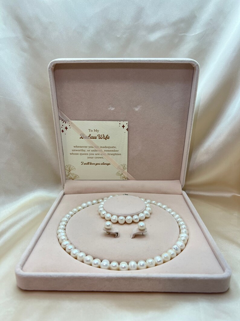 Freshwater Pearl Jewelry Set Pearl Necklace Earrings Set - Etsy