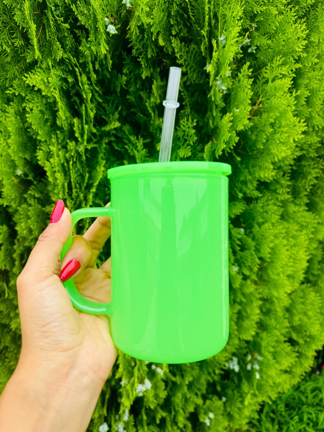 17oz Neon Glass Mug, Neon Mug, Smoothie Glass Cup, Ready to Ship,iced ...