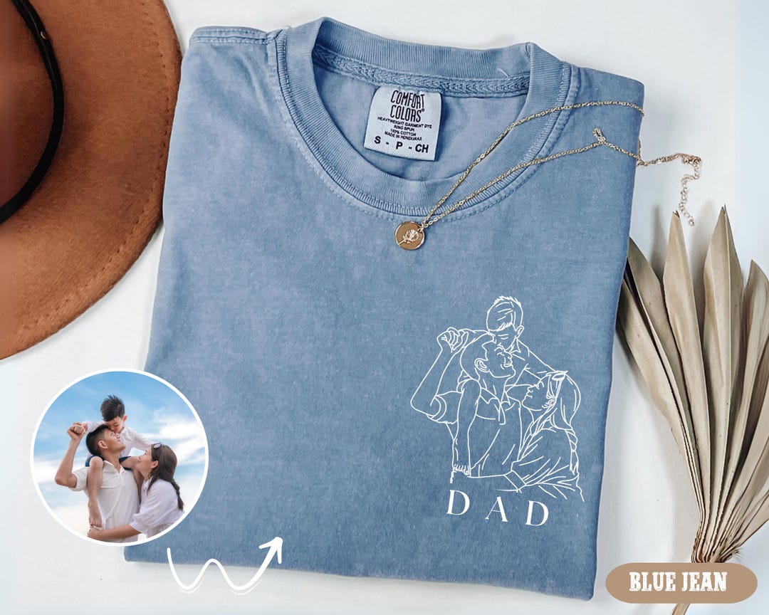 Custom Dad Portrait Photo Shirt, Dad of Girls Tee, Birthday Gift for ...