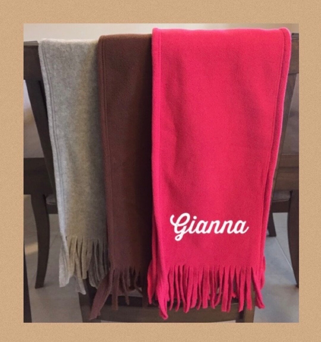 Personalized Scarf, Fleece Adult/kids Scarf / Pink Scarf/brown Scarf ...