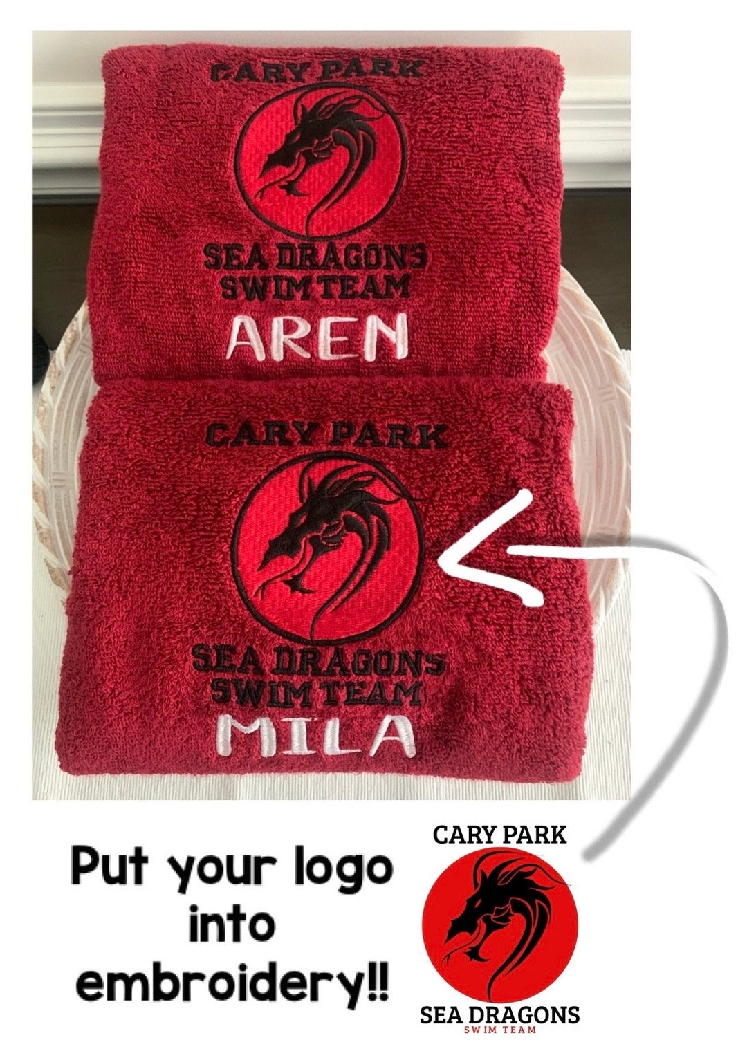 4 Personalized Swim Team Towel/ Custom Swim Towel / Custom Logo Towel ...