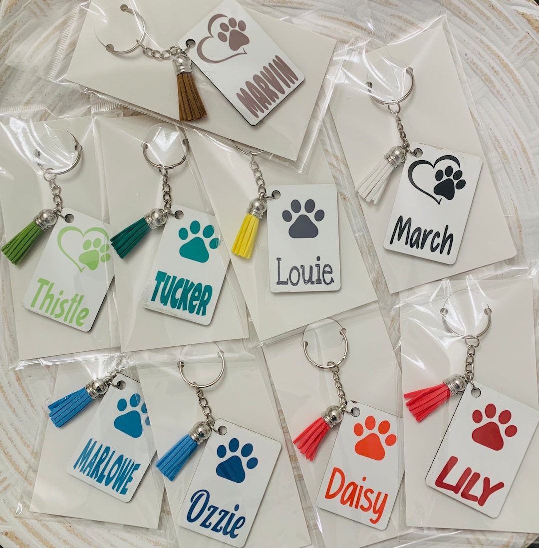 Personalized Pet Keychain With Name , Custom Dog Ketchain, Cat Keychain ...