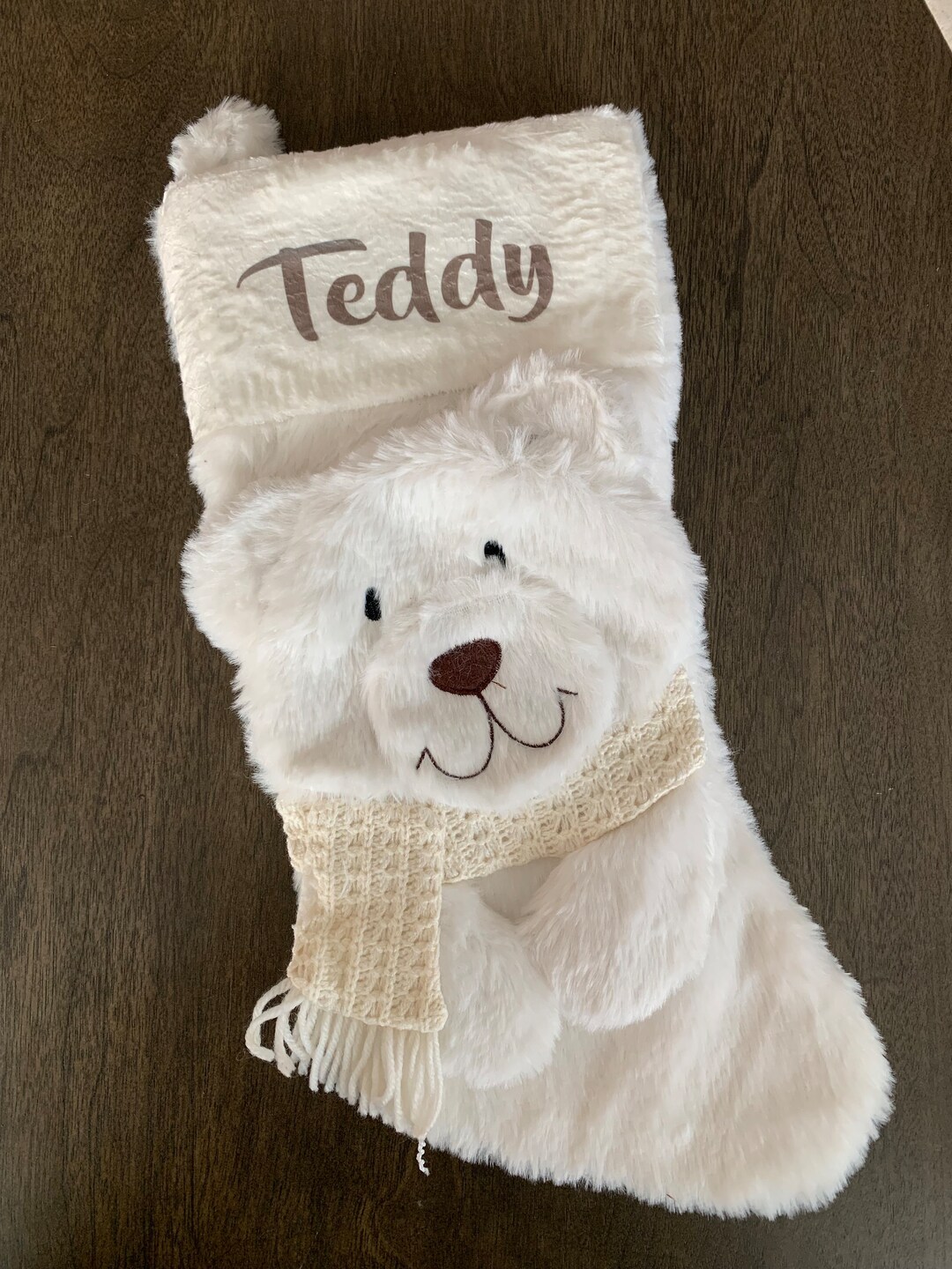 Personalized Plush Bear Christmas Stocking Babys First Stocking Custom ...