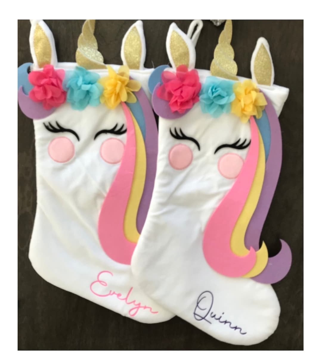 Personalized Unicorn Christmas Stocking Rainbow Unicorn Stocking ...