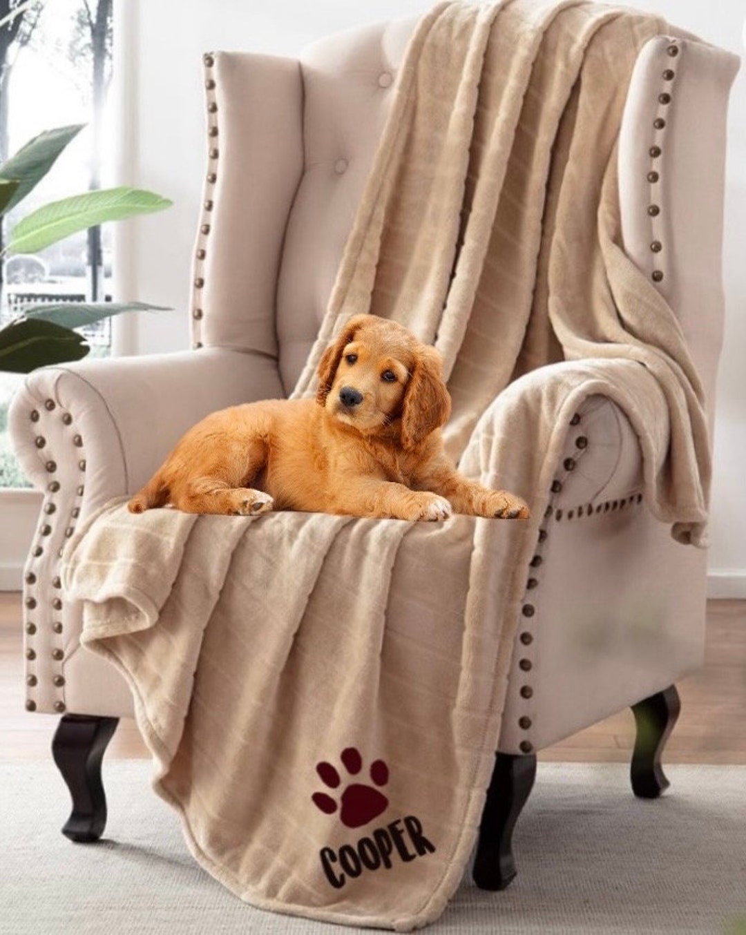 Personalized Pet Blanket/ Custom Dog Throw Blanket/ Paw Print Blanket ...