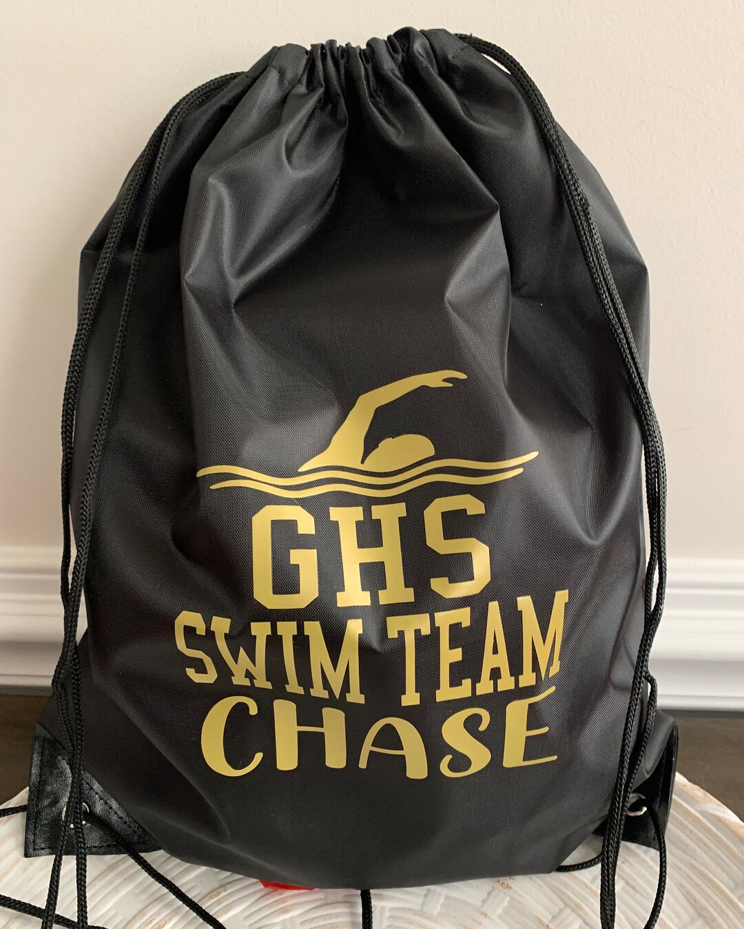 Personalized Swim Team Drawstring Bag Swim Bag Custom Swim Drawstring / Swim Team Gift Tote Bag ...