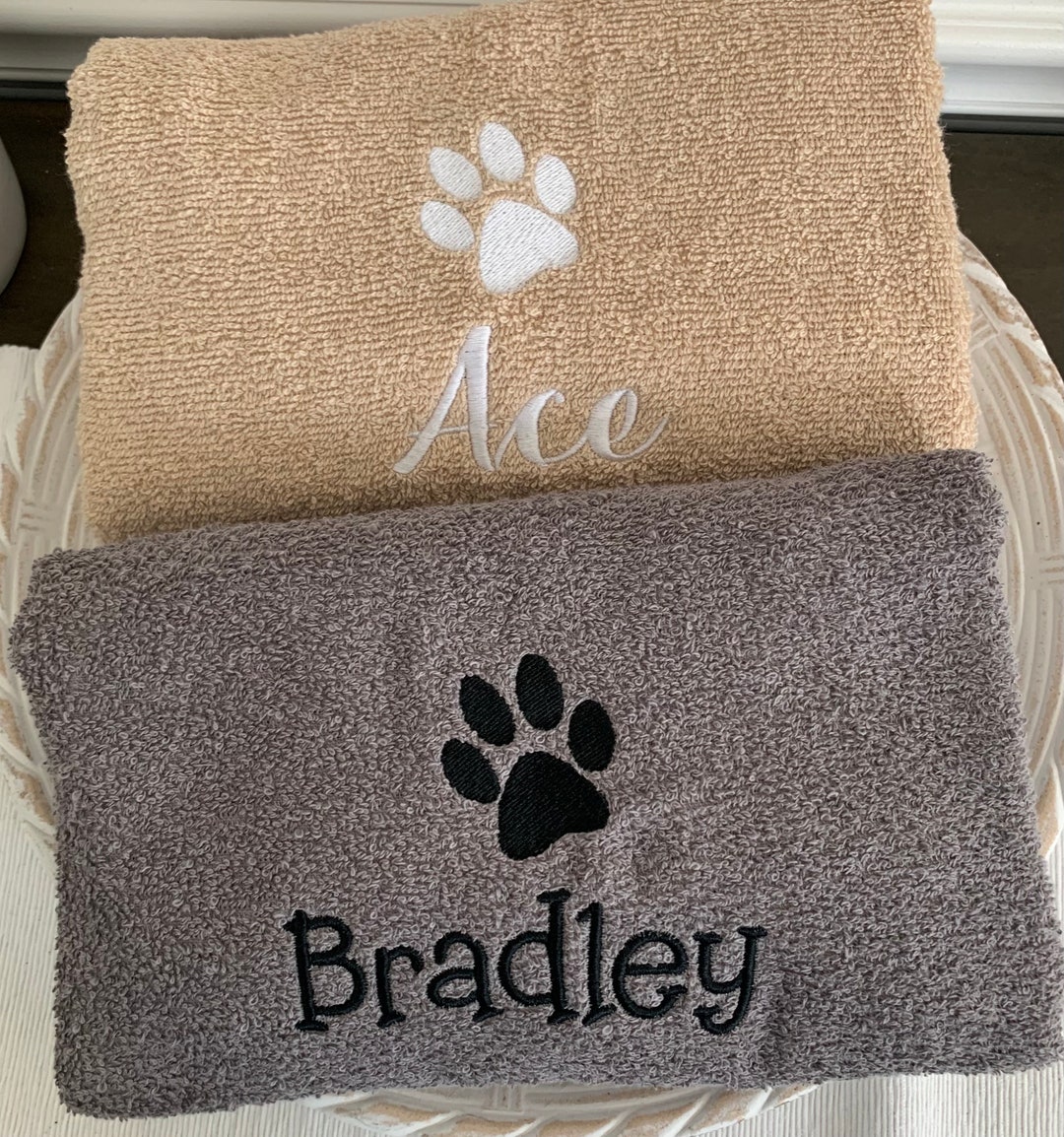 20 Personalized Pet Towel/ Custom Dog Towel / Paw Print Towel Pet Gift ...