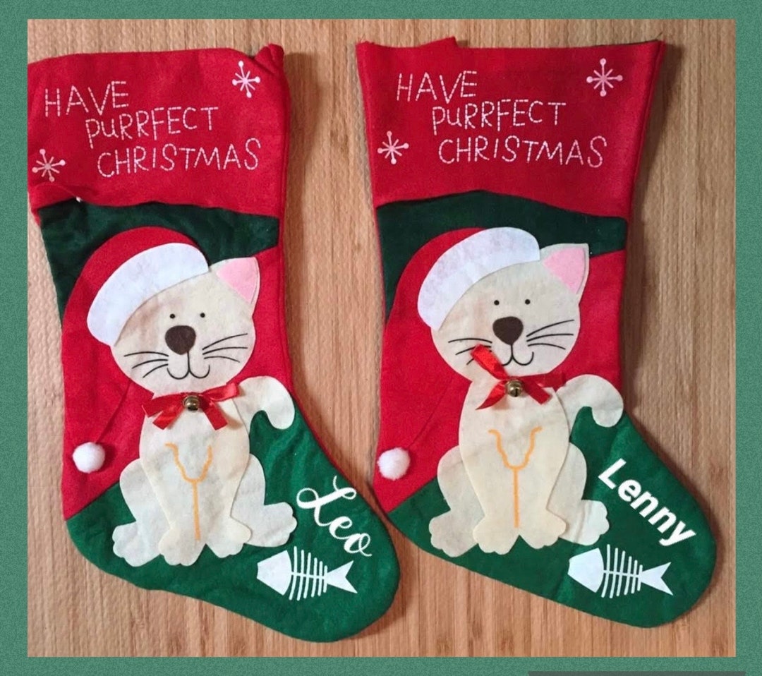 Personalized Christmas Cat Stockings Custom Pet Stocking Fish - Etsy
