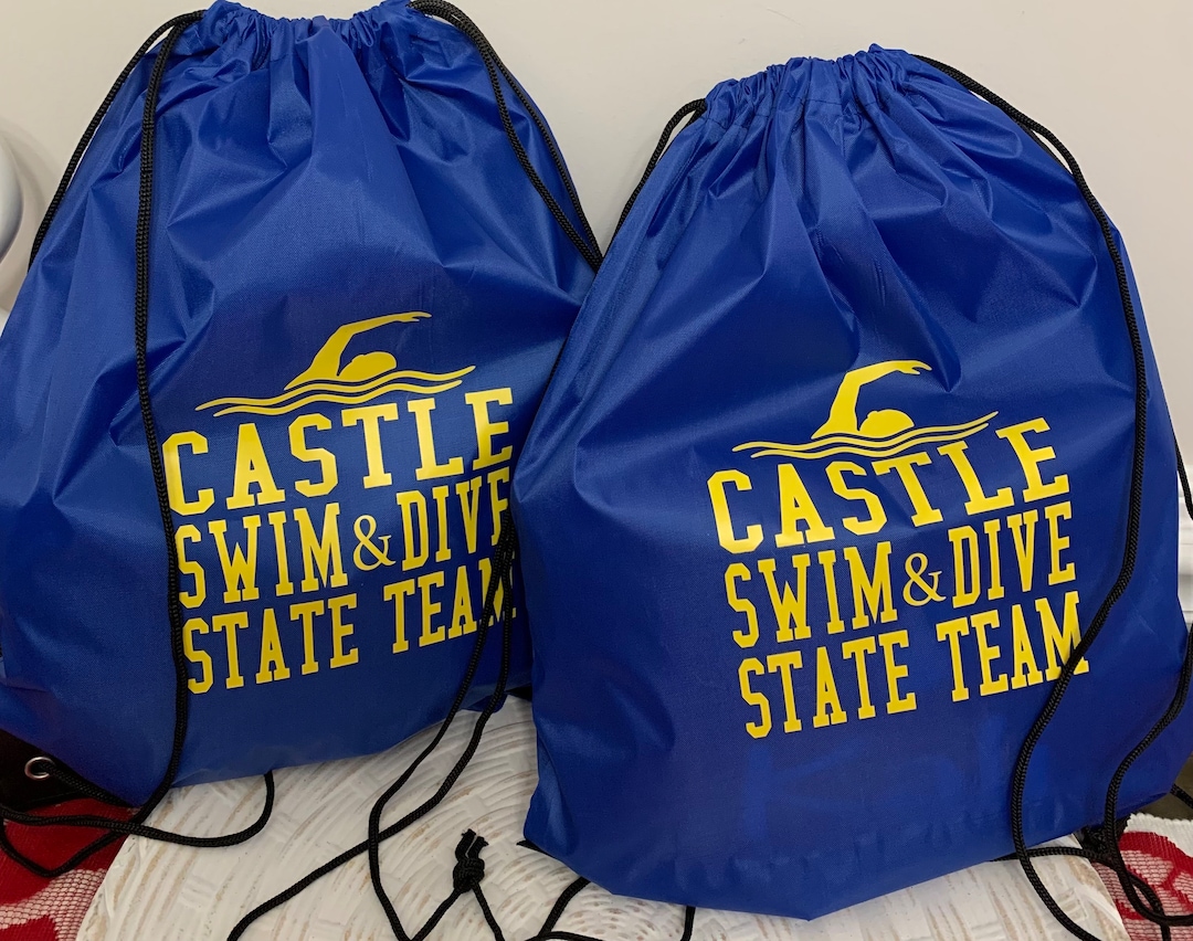 Personalized Swim Team Drawstring Bag Swim Bag Custom Swim Drawstring / Swim Team Gift Tote Bag ...