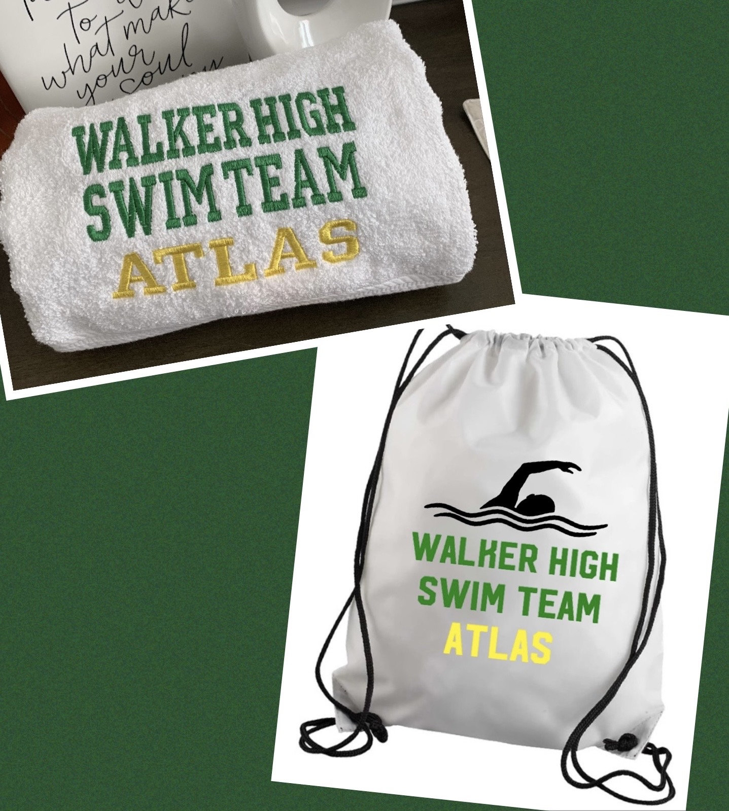 Personalized Swim Team Towel and Matching Drawstring Swim Bag Custom ...