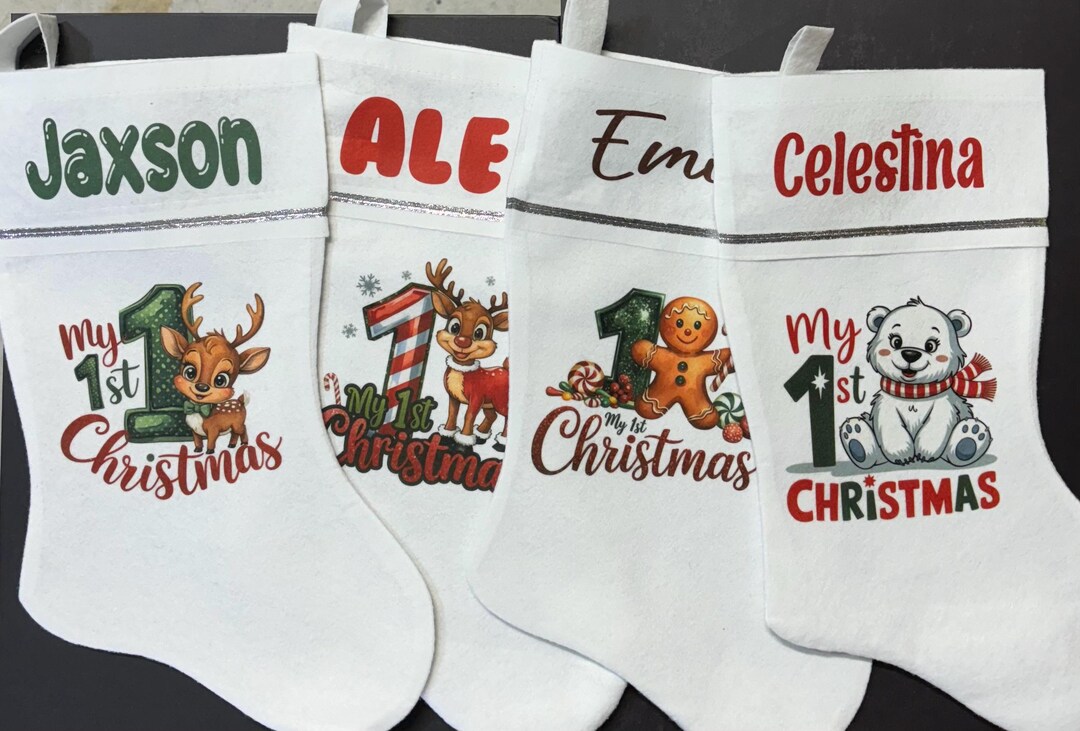 Personalized Babies 1st Christmas Stocking/ Custom Reindeer Stocking ...