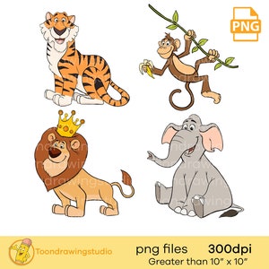 Safari Animals Clipart Set Clip Art Set of Tiger, Monkey, Lion ...